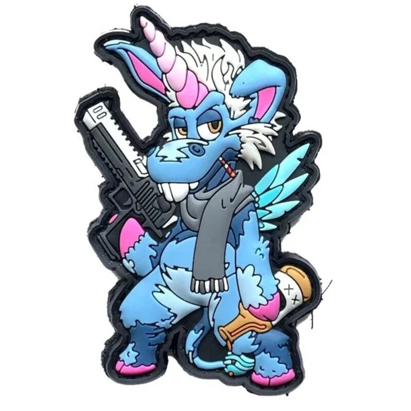 Синий Единорог ПВХ одна резиновая нашивка пользовательская одежда солдат крючки и значки одежда куртки 3D ПВХ резиновая нашивка синие единороги