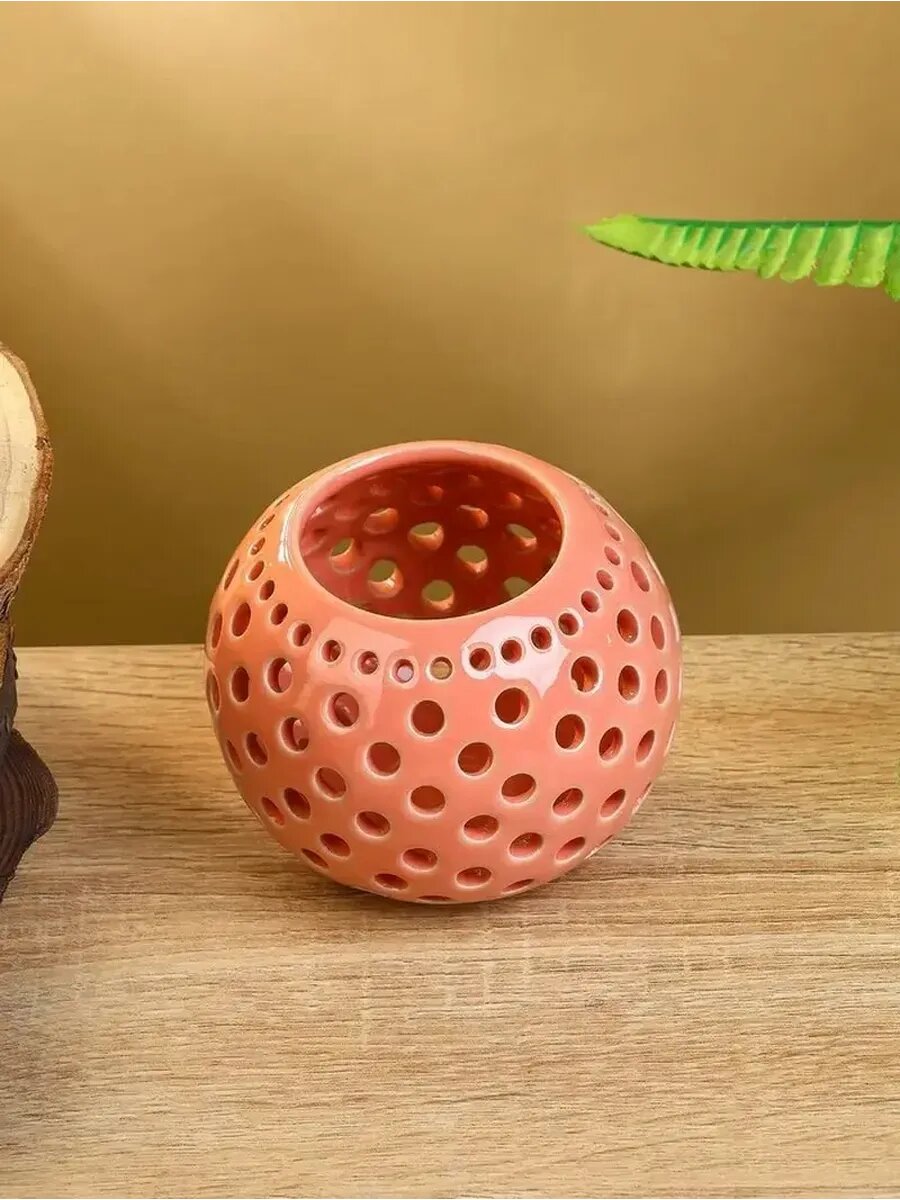 Керамическая аромалампа 'Шар' коралловая