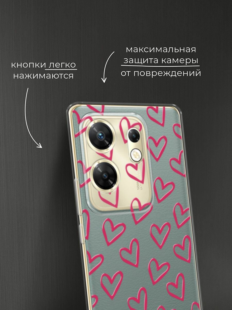 Чехол на Infinix Zero 30 4G / Инфиникс Зеро 30 4G с принтом "Темные сердечки" — фото 1