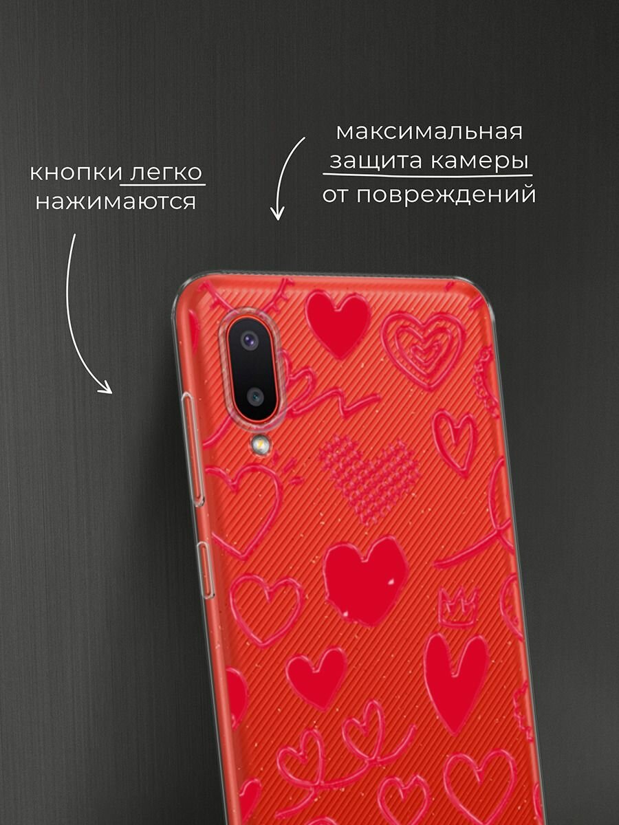 Чехол на Samsung Galaxy A02 / Самсунг Галакси А02 с принтом "Разные сердечки" — фото 1