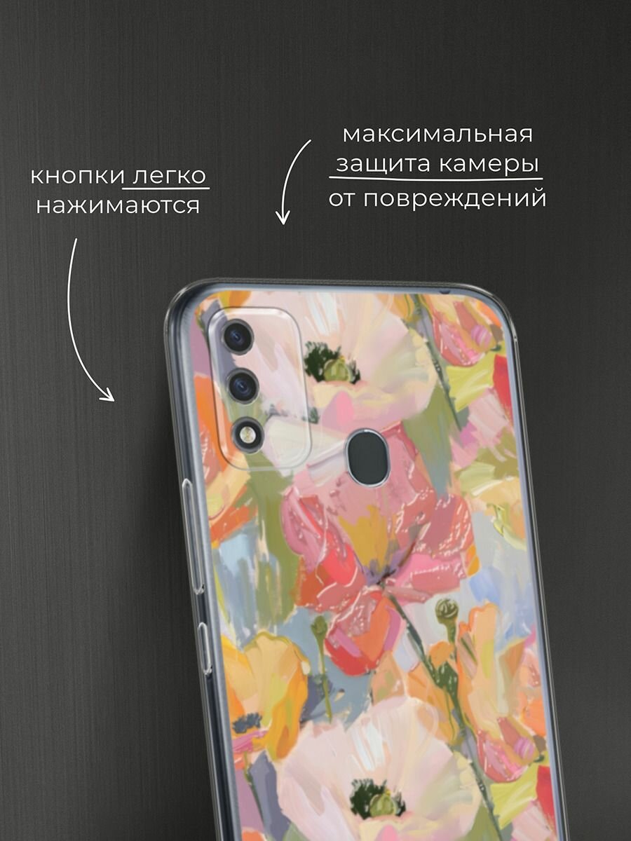Чехол на Itel A48 / Ител А48 с принтом "Акварельные анемоны" — фото 1