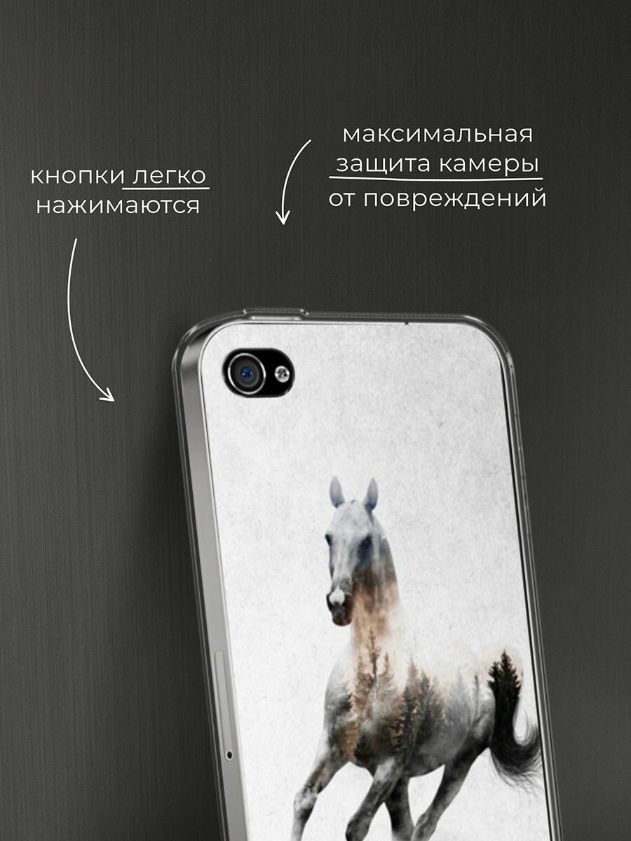 Чехол на Apple iPhone 4/4S / Айфон 4/4S с принтом "Лошадь лес" — фото 1