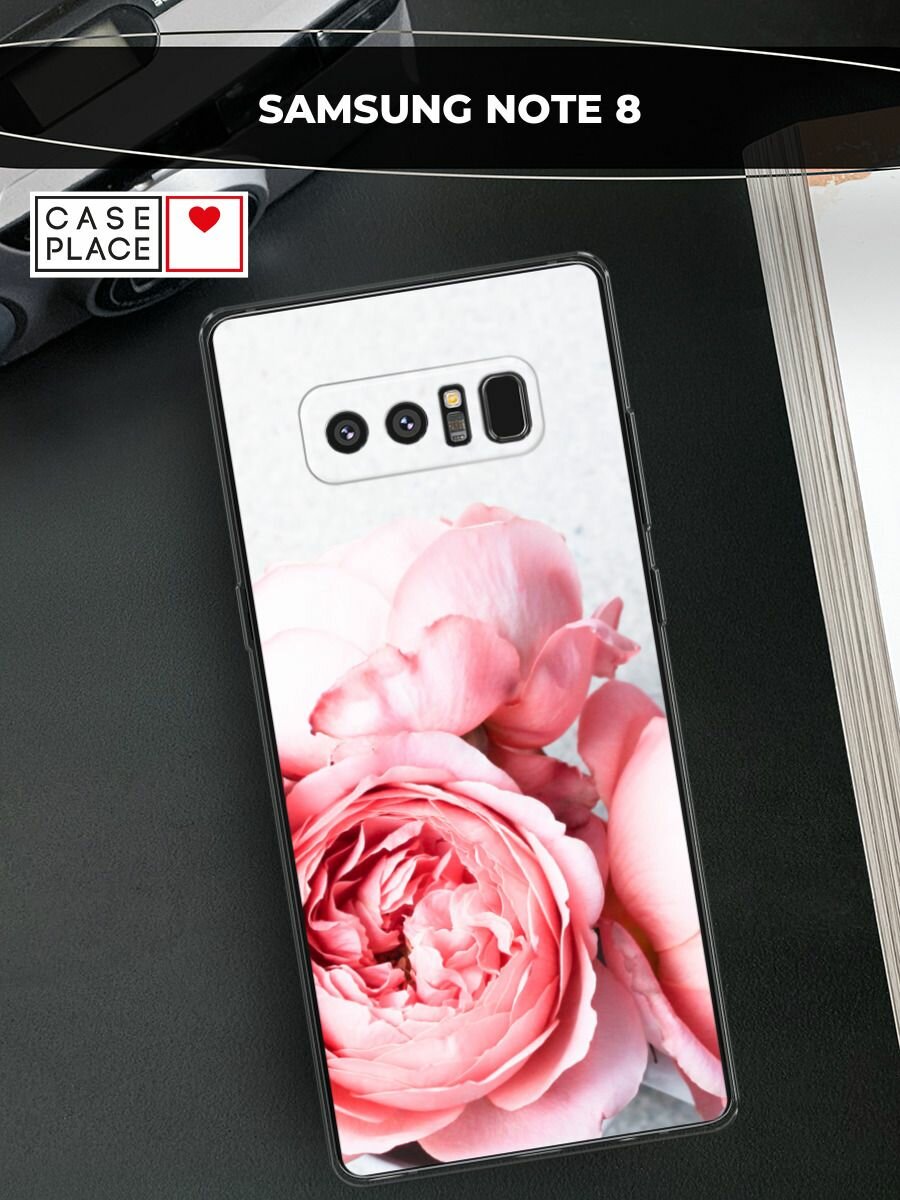 Чехол на Samsung Galaxy Note 8 / Самсунг Галакси Нот 8 с принтом "Пионы на белом"