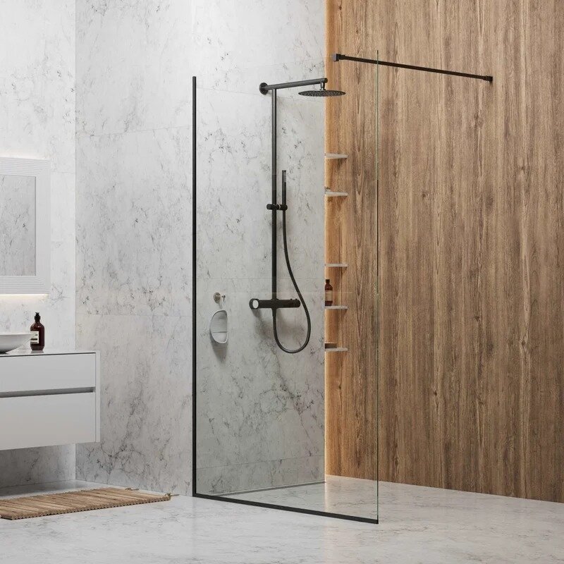 Душевая перегородка Berges Wasserhaus Sky Black 064006, 120 см, профиль черный матовый, стекло прозрачное /064006