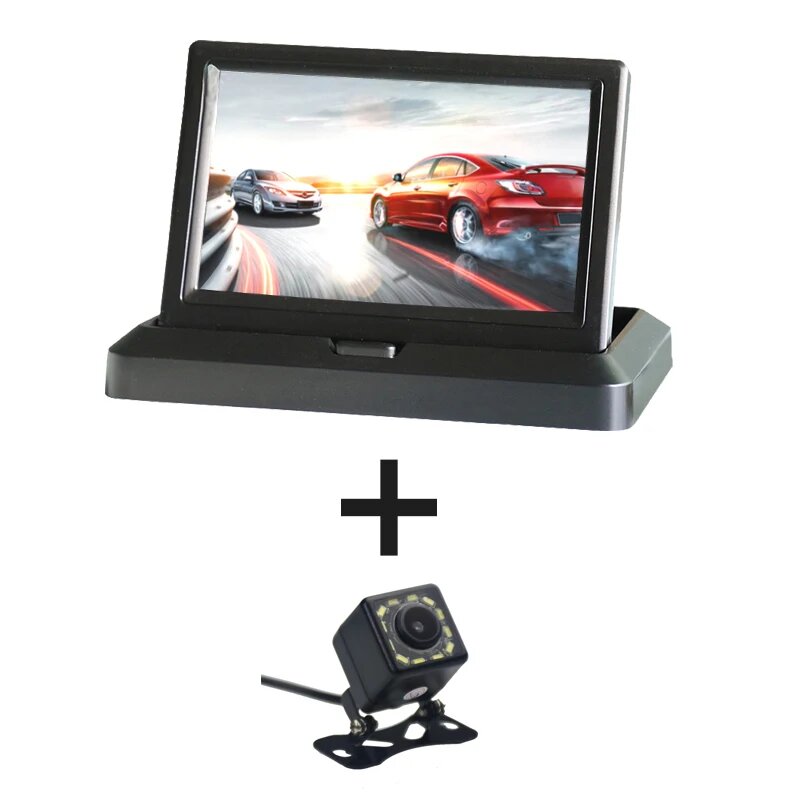 5-дюймовый 800*480 TFT ЖК-дисплей, складной автомобильный монитор, парковка заднего вида и 12 светодиодов, камера заднего вида ночного видения, Camera and Monitor