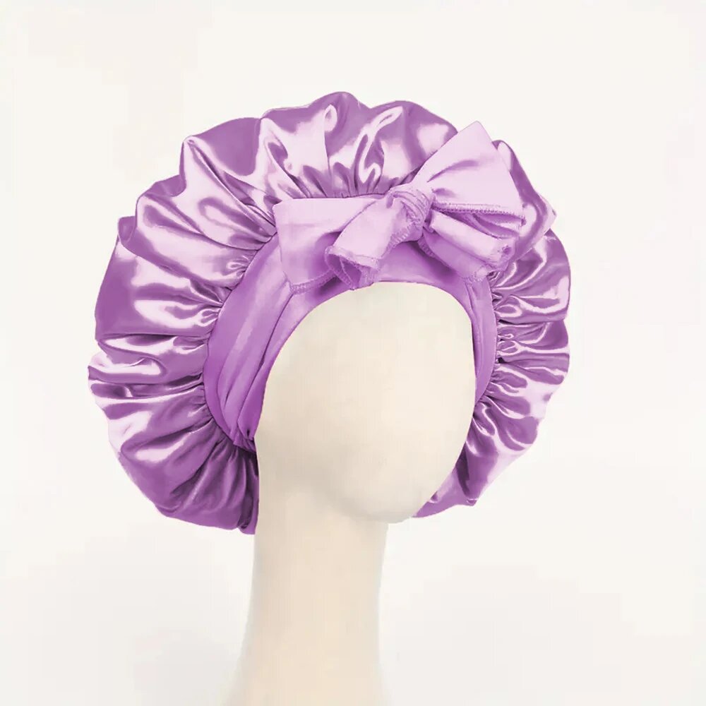 Шелковый чепчик с бантом, Light Purple