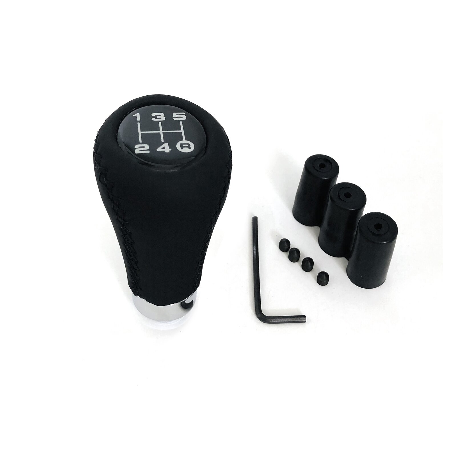 Автомобильная Ручка Ручного Переключения Передач Shifter Черная Кожаная Красная Строчка 5-Ступенчатая Универсальная 8мм 10мм 12мм