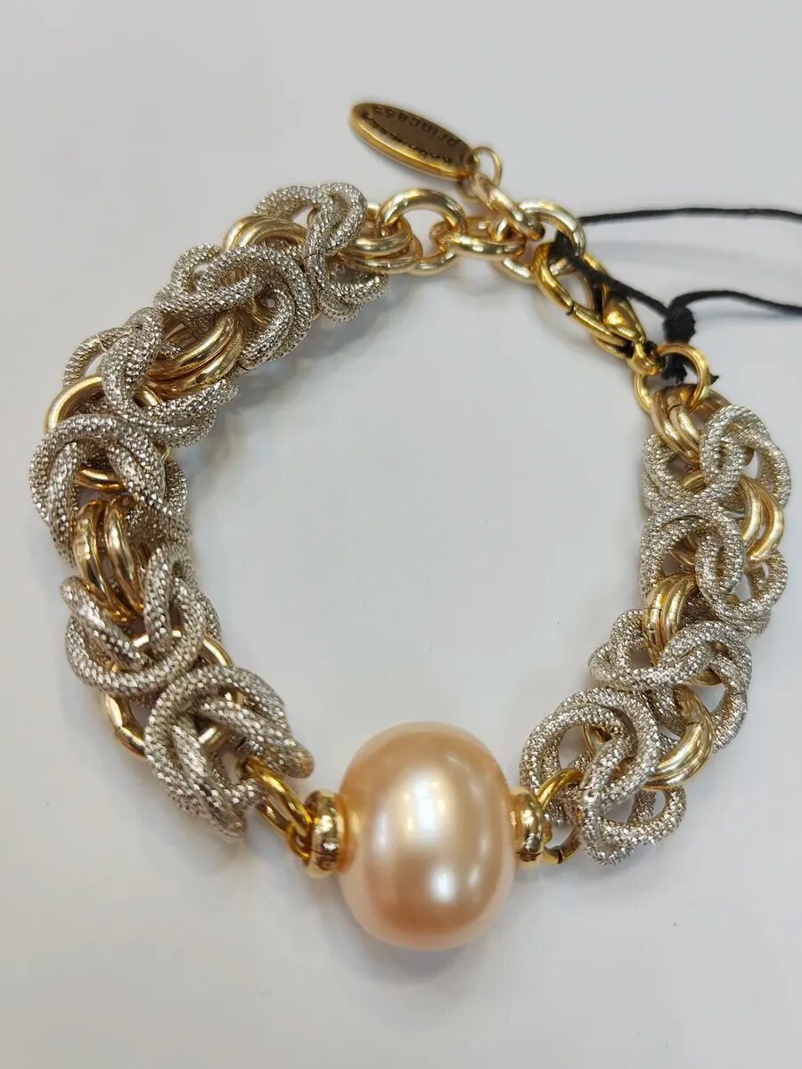 Браслет-цепочка, жемчуг имитация