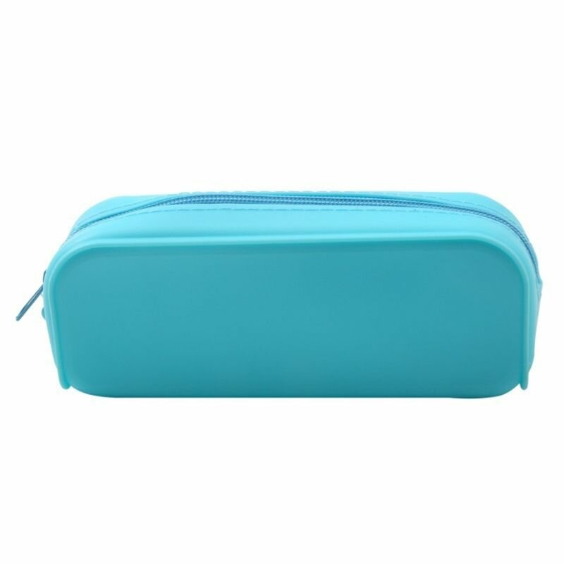 Модный силиконовый пенал для студентов унисекс большой емкости candy color pencil case-небесно-голубой