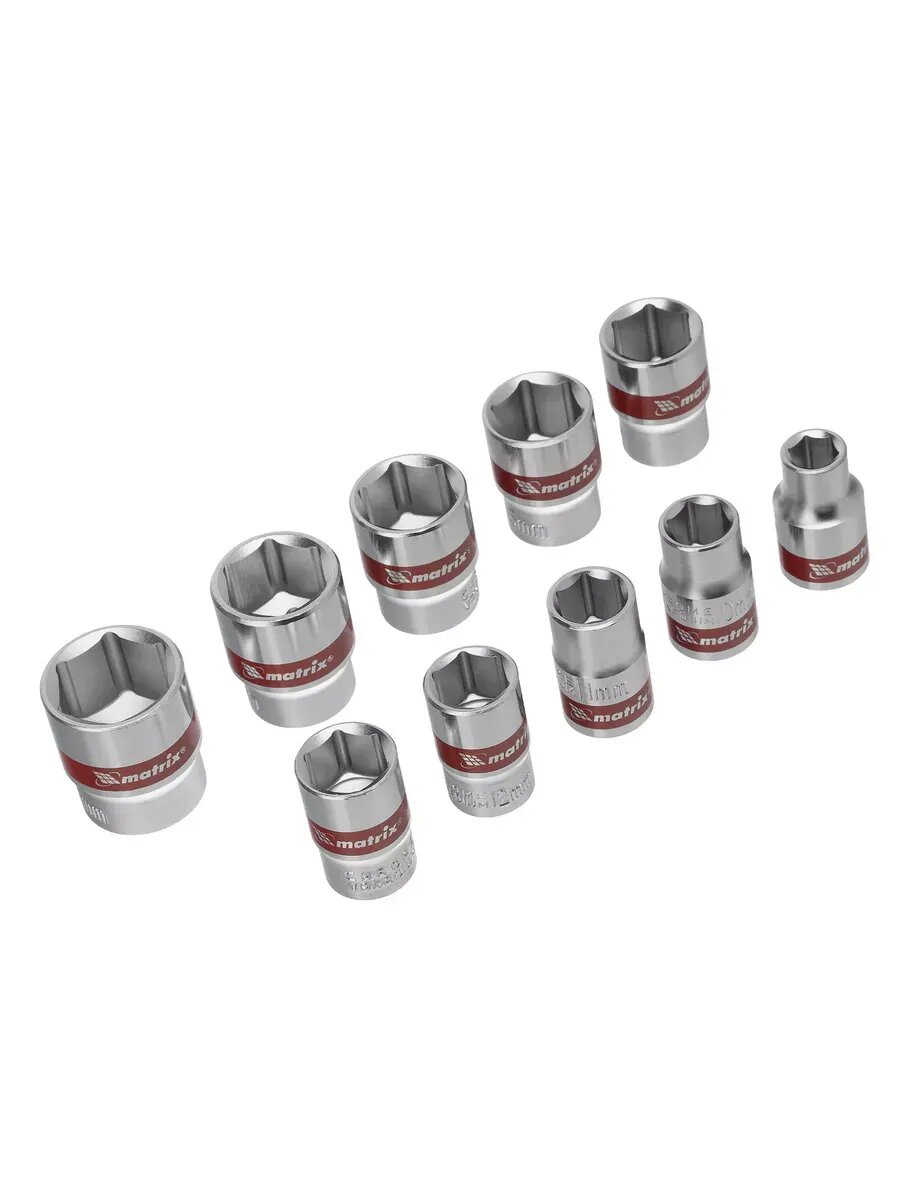 Набор торцевых головок, 8-19 мм, 3/8", 10 штук, MATRIX 13558