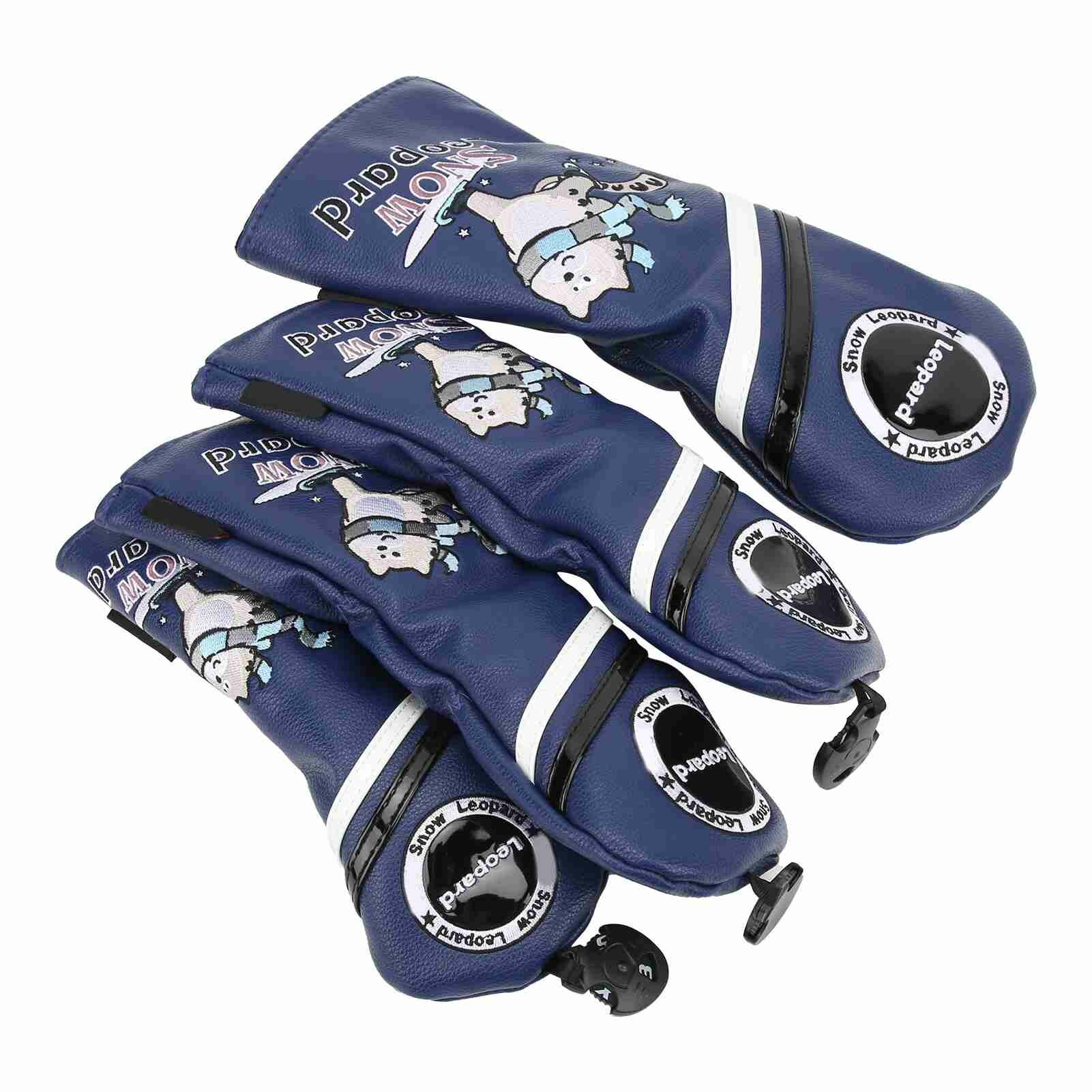 4 шт. 1/3/5/UT деревянные головные уборы для гольфа с рисунком снежного барса, набор чехлов из искусственной кожи