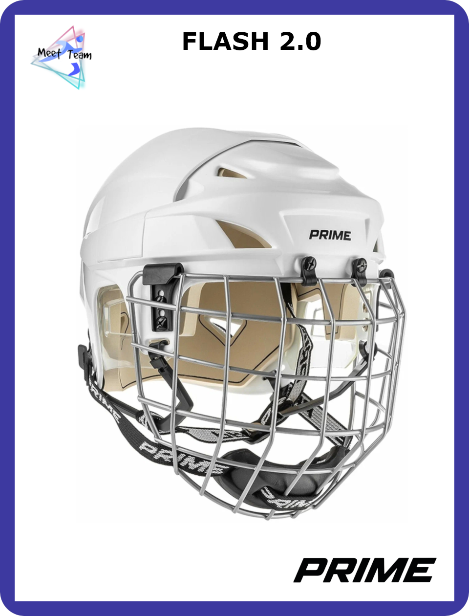 Шлем игрока комбо с решеткой PRIME FLASH 2.0 , M / белый