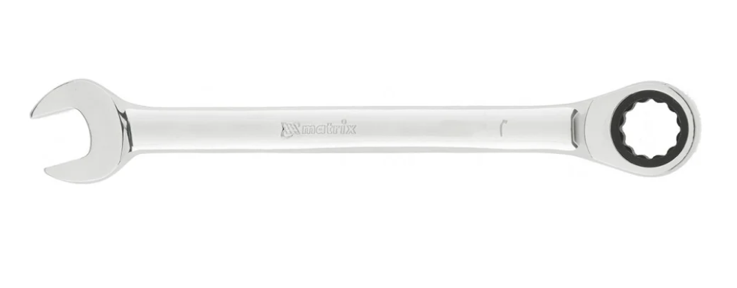Ключ комбинированный трещоточный, 22 мм, crv зеркальный хром matrix