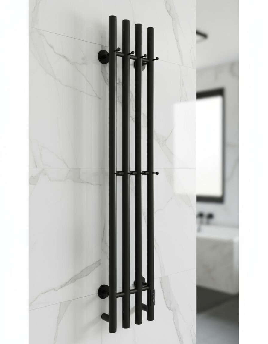 Полотенцесушитель электрический Вертикальный Comfysan Alto EC-4 1200/180 черный