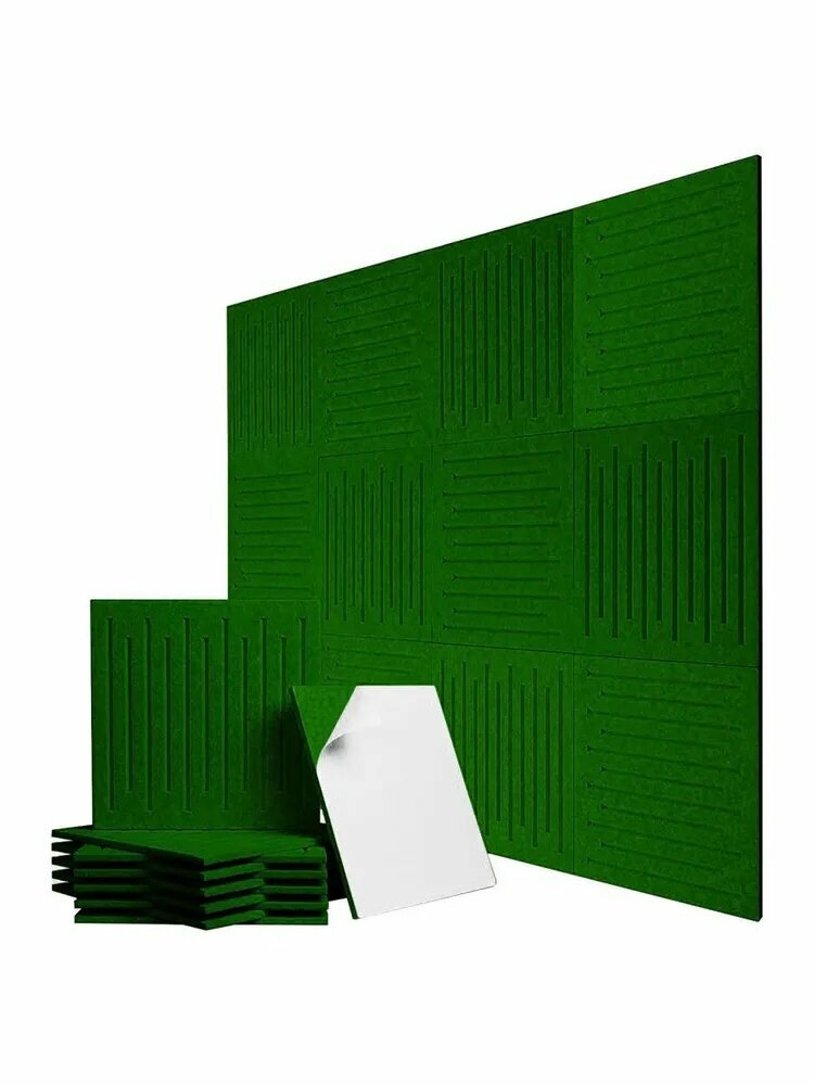 12 шт . панелей Самоклеящийся акустический Звуконепроницаемая Доска 300х300x9мм(Изумрудно зеленый)