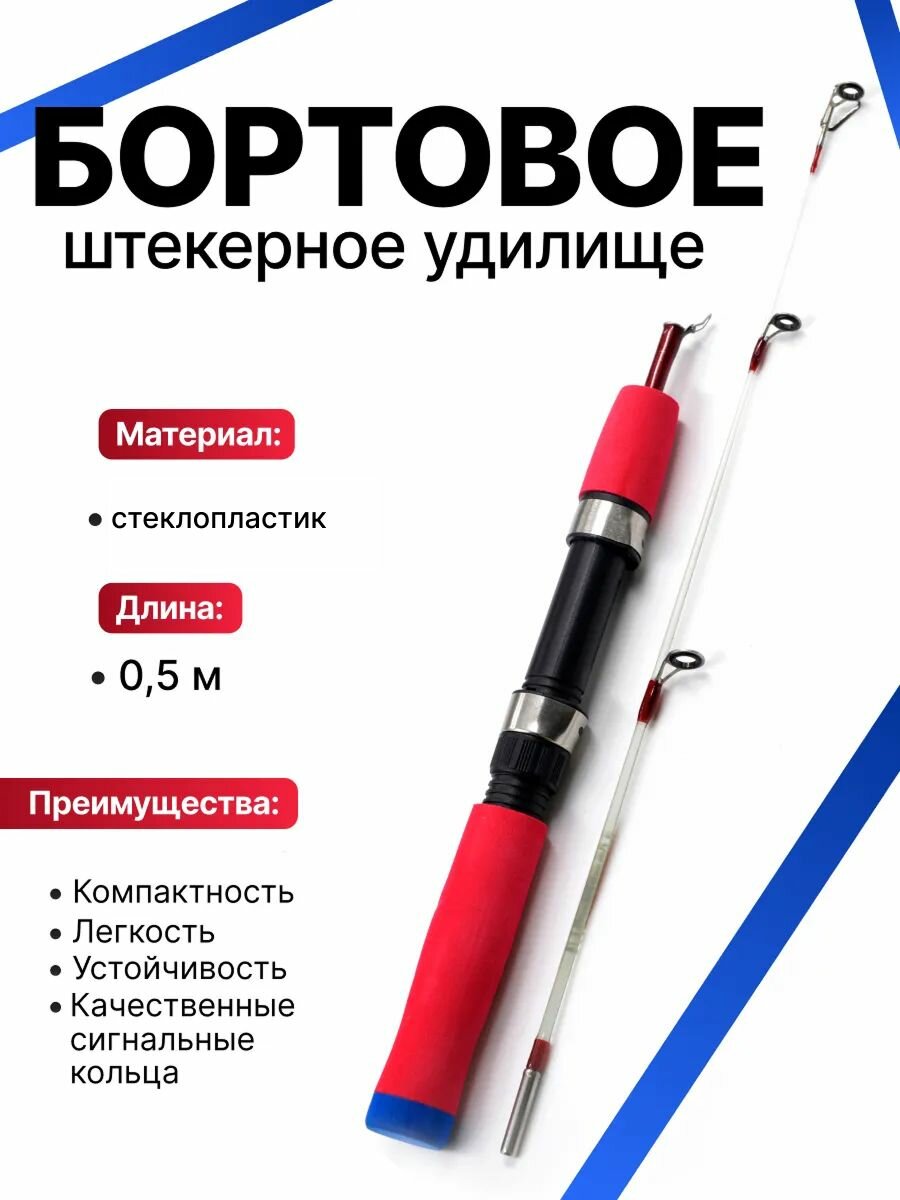 Удилище бортовое штекерное ирбитка 5 0,50м, прозрачный хл, кольца сиг