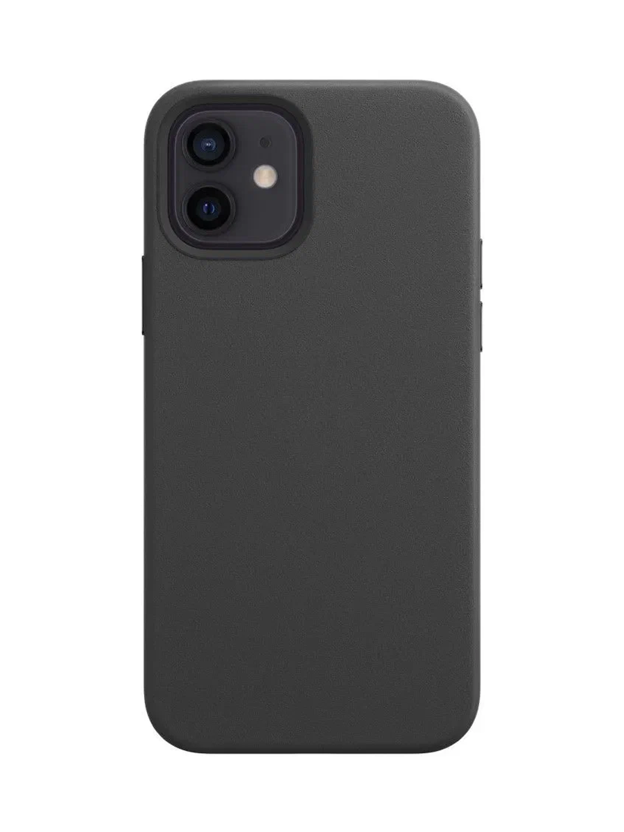 Кожаный чехол Магсейф для iPhone 12 / 12 Pro Black / Анимация NFC / Leather Case Магсейф для Айфон 12 / 12 про - Черный