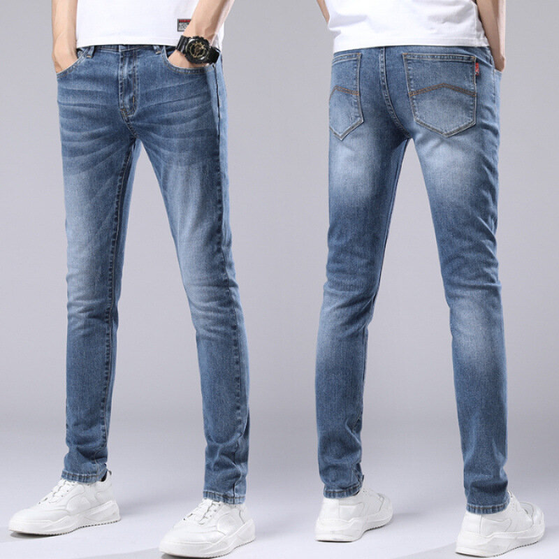 Слим тапер джинсы Rong Новые джинсы мужские узкие эластичные корейский стиль стройные облегающие весенне-осенние, Размер_32
