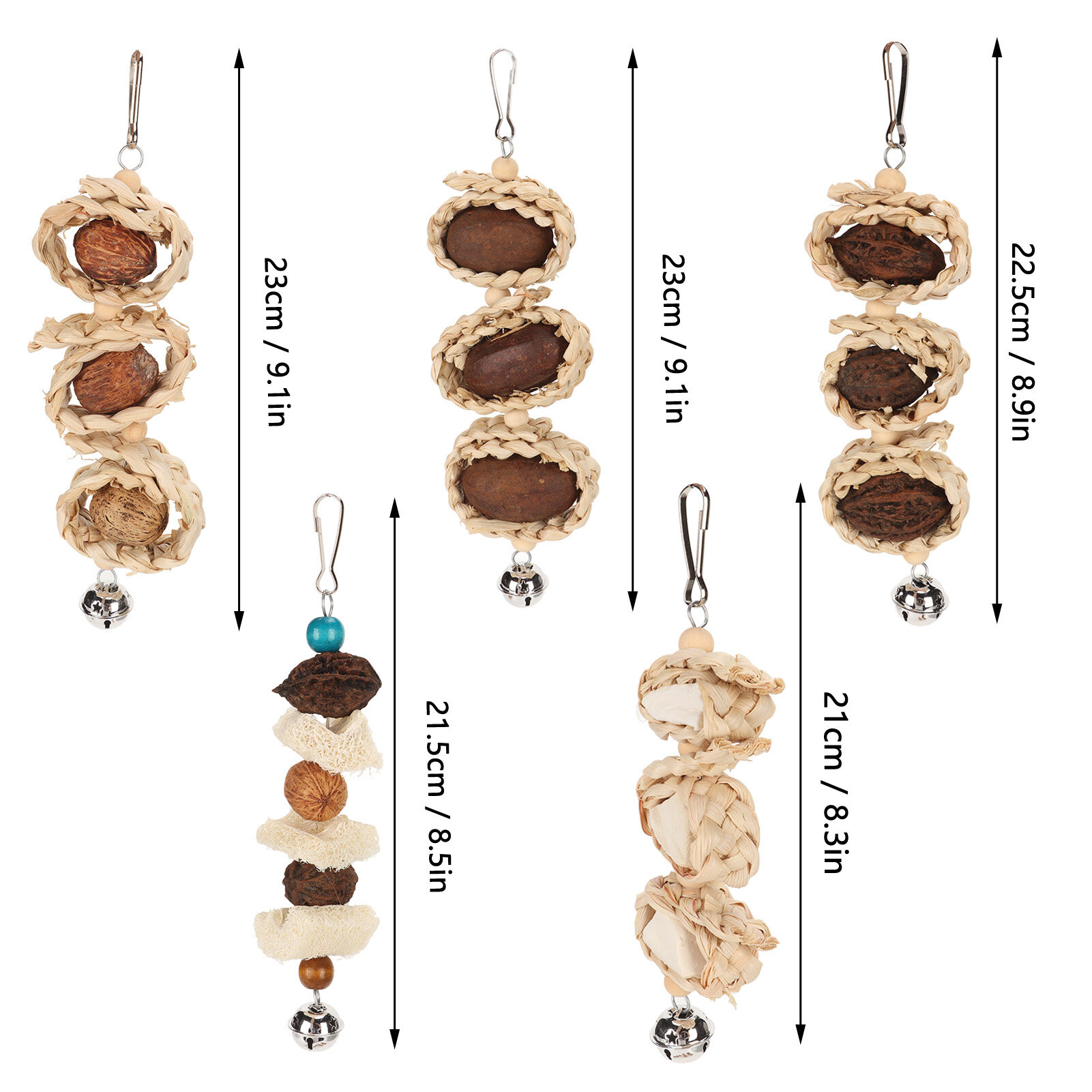 5 шт. жевательная игрушка для попугая каракатица устойчивая к укусам кукурузные листья орехи жевательные игрушки для птиц с колокольчиком для попугая подвесная клетка игрушка