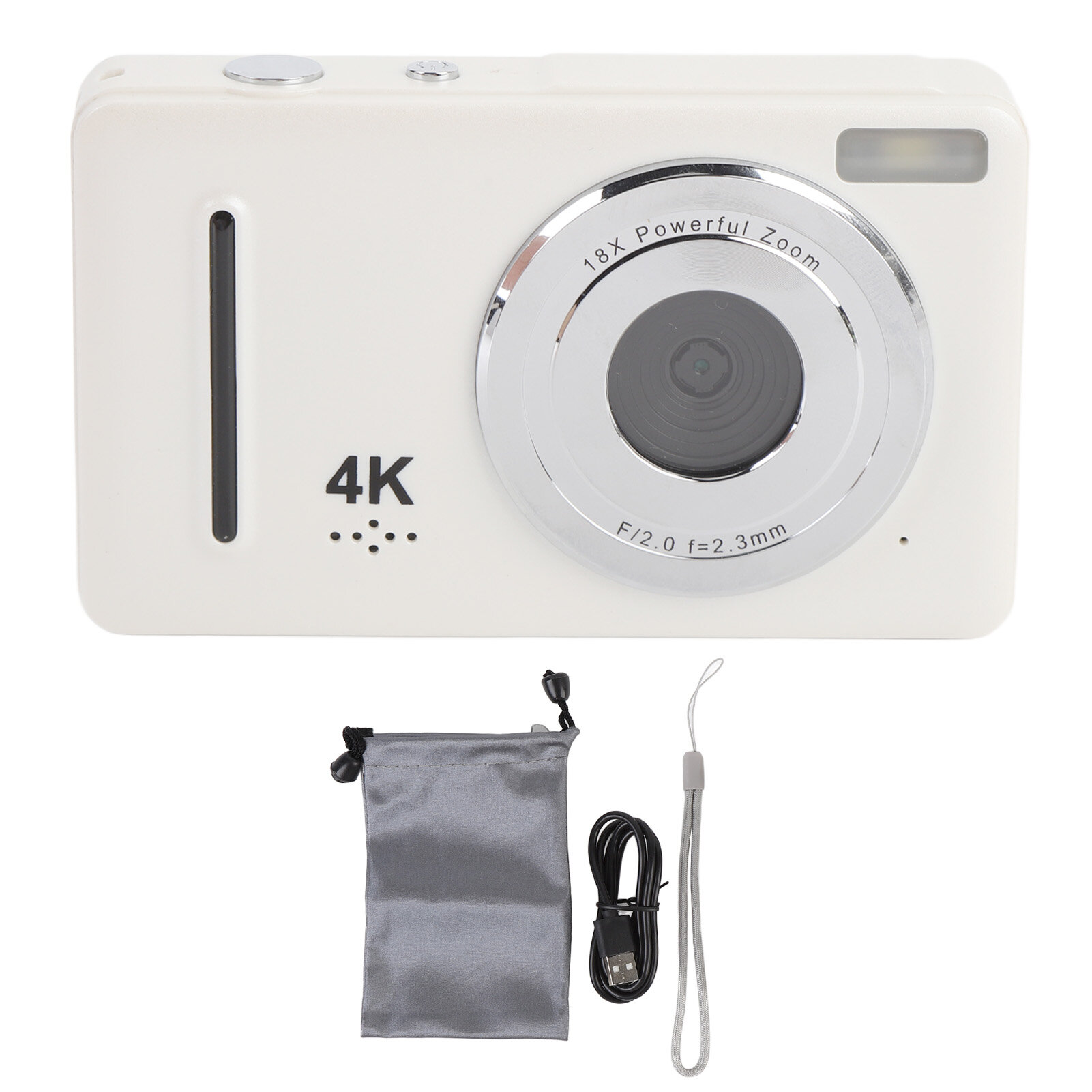 Цифровая камера 4K 64 -мегапикса 2,4 -дюймового экрана 18X цифровой Zoom Portable Compact Video Camera для начинающих белых