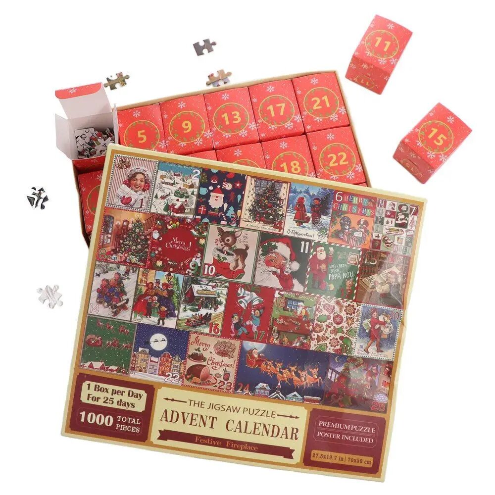 Рождественский адвент-календарь головоломка 1000 деталей, Christmas Puzzle Set, L