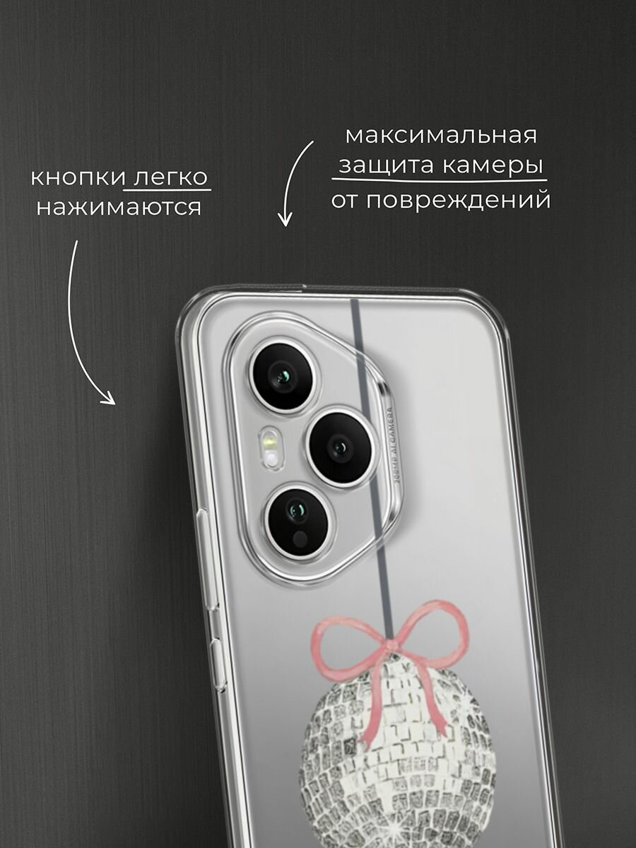Чехол на Honor 400 Pro / Хонор 400 Про с принтом Новогодний диско шар, прозрачный — фото 1