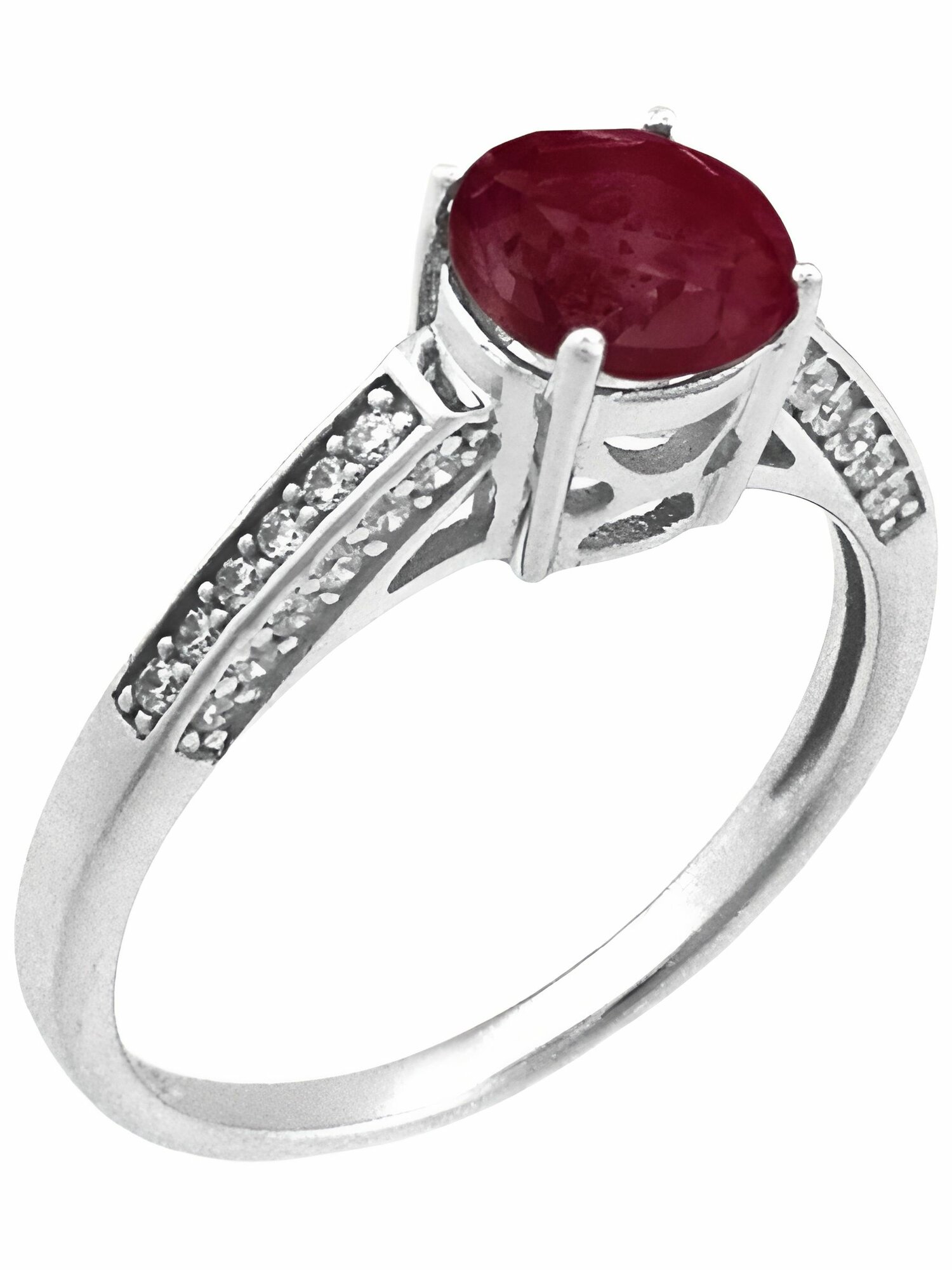 Кольцо тонкое, серебро, 925 проба, родирование, рубин