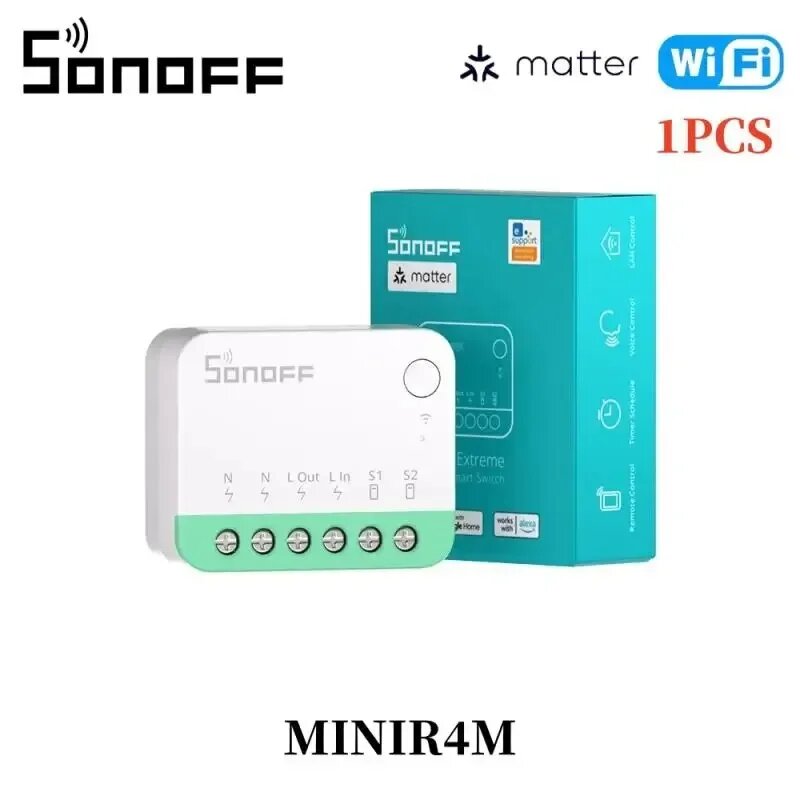 SONOFF MINIR4M Matter MINI Extreme Wi-Fi Умный домашний выключатель света Съемное реле Приложение EWeLink Alexa Google Home Голосовое управление