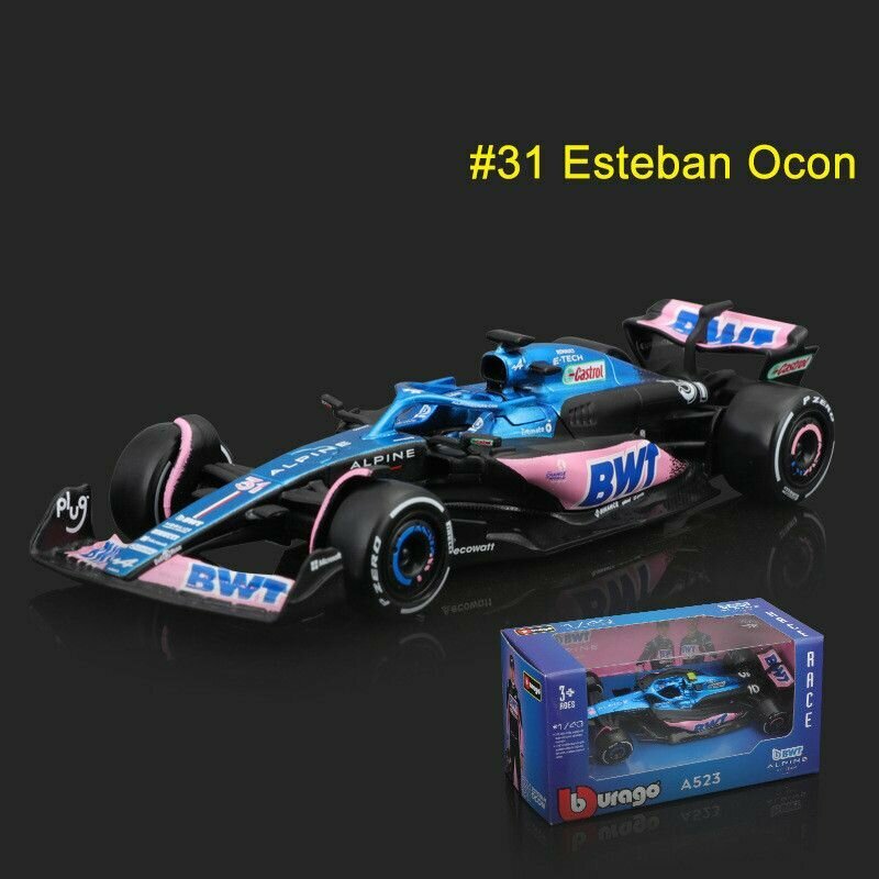 Модель Bburago 1:43 BWT Alpine A523 F1 Team обычная версия 2023 #10 Gasly #31 Ocon, литая под давлением машина из сплава