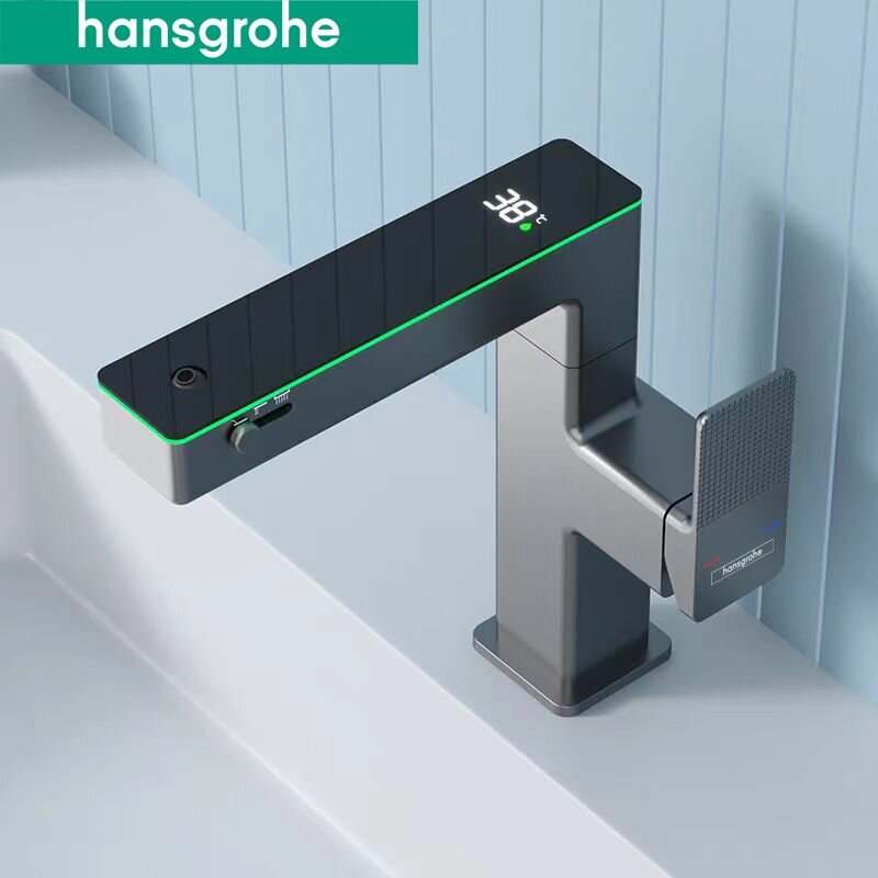 Смеситель для раковины Hansgrohe, смеситель для горячей и холодной воды, с рассеянной подсветкой, индикацией температуры