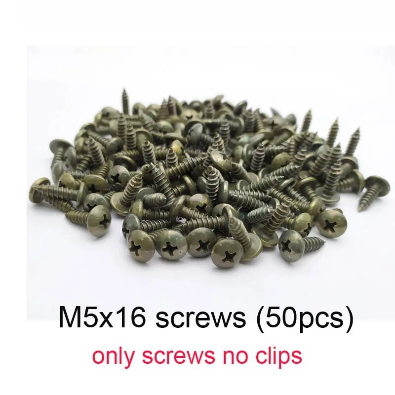 50 шт. винты или зажимы для мотоцикла, скутера, мопеда, электровелосипеда, пластиковая крышка, металлический фиксатор, саморезы U-типа, зажим M4 M5 M5x16 screws (50pcs)