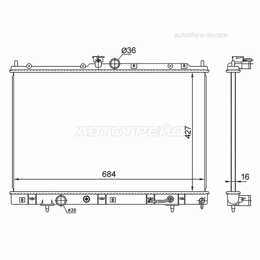 SAT ST100028 Радиатор Mitsubishi Delica 97-07 / Outlander 02-09