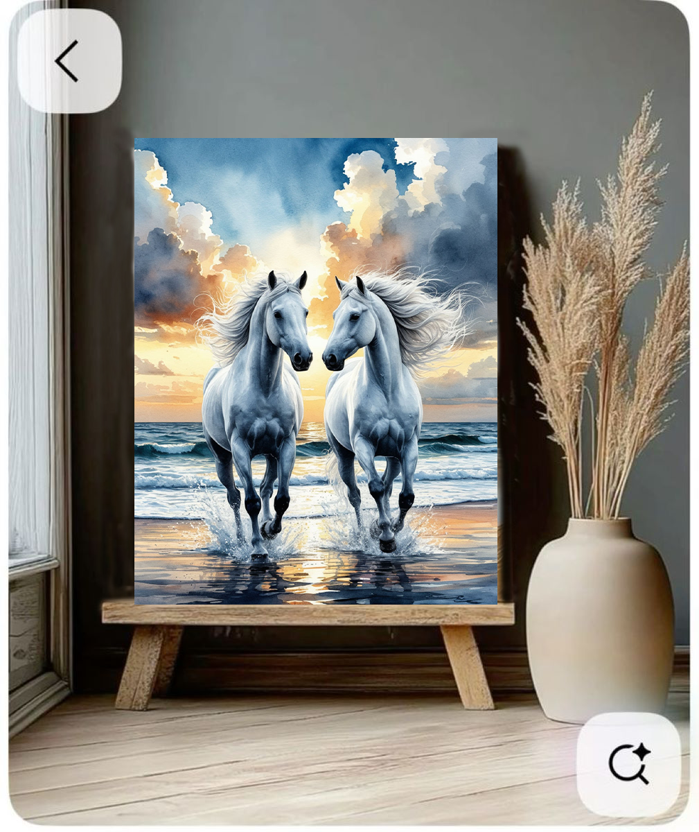 Картина по номерам "Влюбленные лошади" 40х50 см, хлопковый холст на подрамнике, акрил, Hobby Home