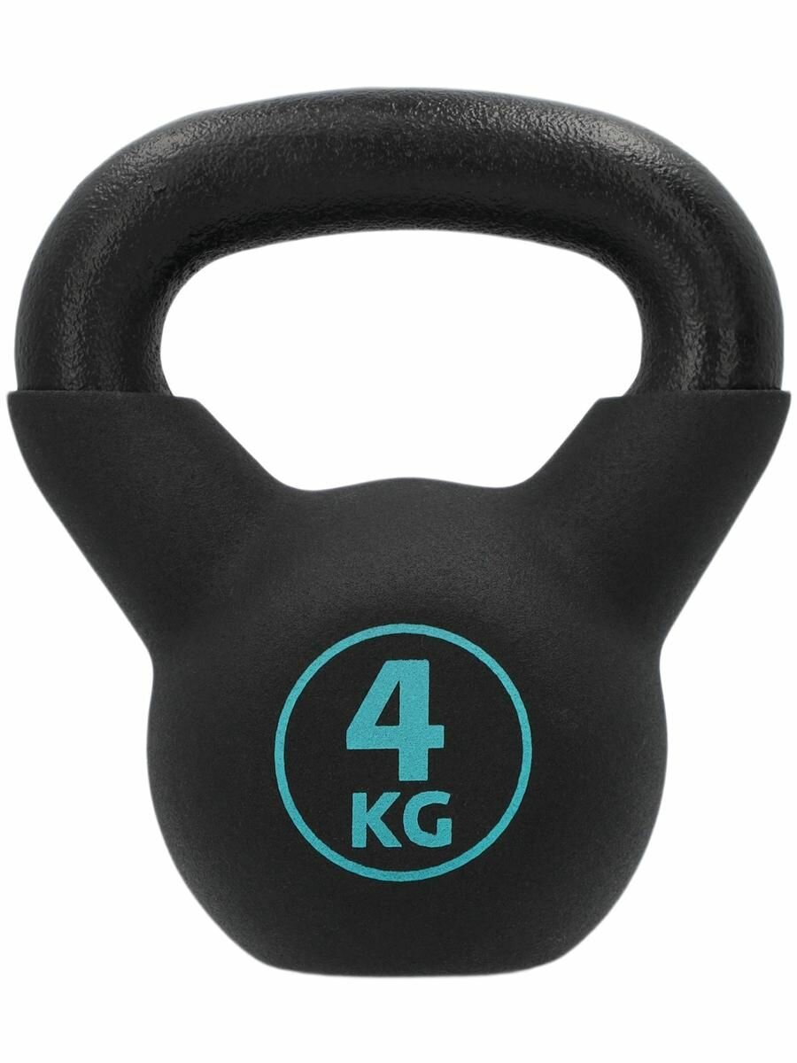 Гиря Torneo, обрезиненная, чугунная, одноручная, 4кг, черная