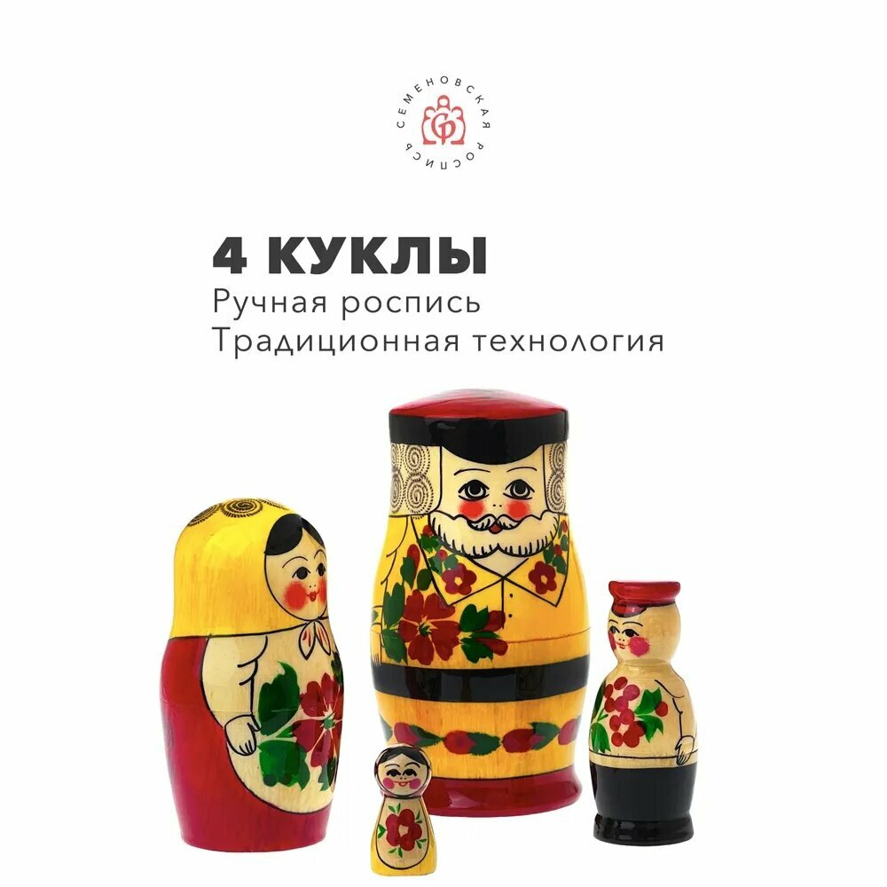 KNOW EASY-Новый продукт 2025 годаСеменовская матрешка 4 куклы "Семейка"