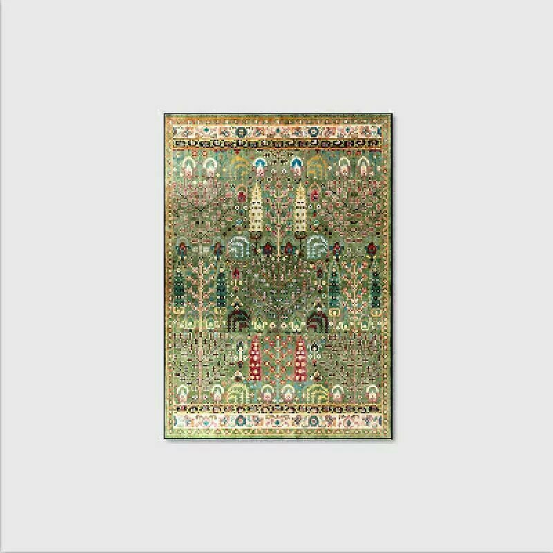 Богемский ковер из утолщённого кашемирового хлопка, 100*150 см зелёный