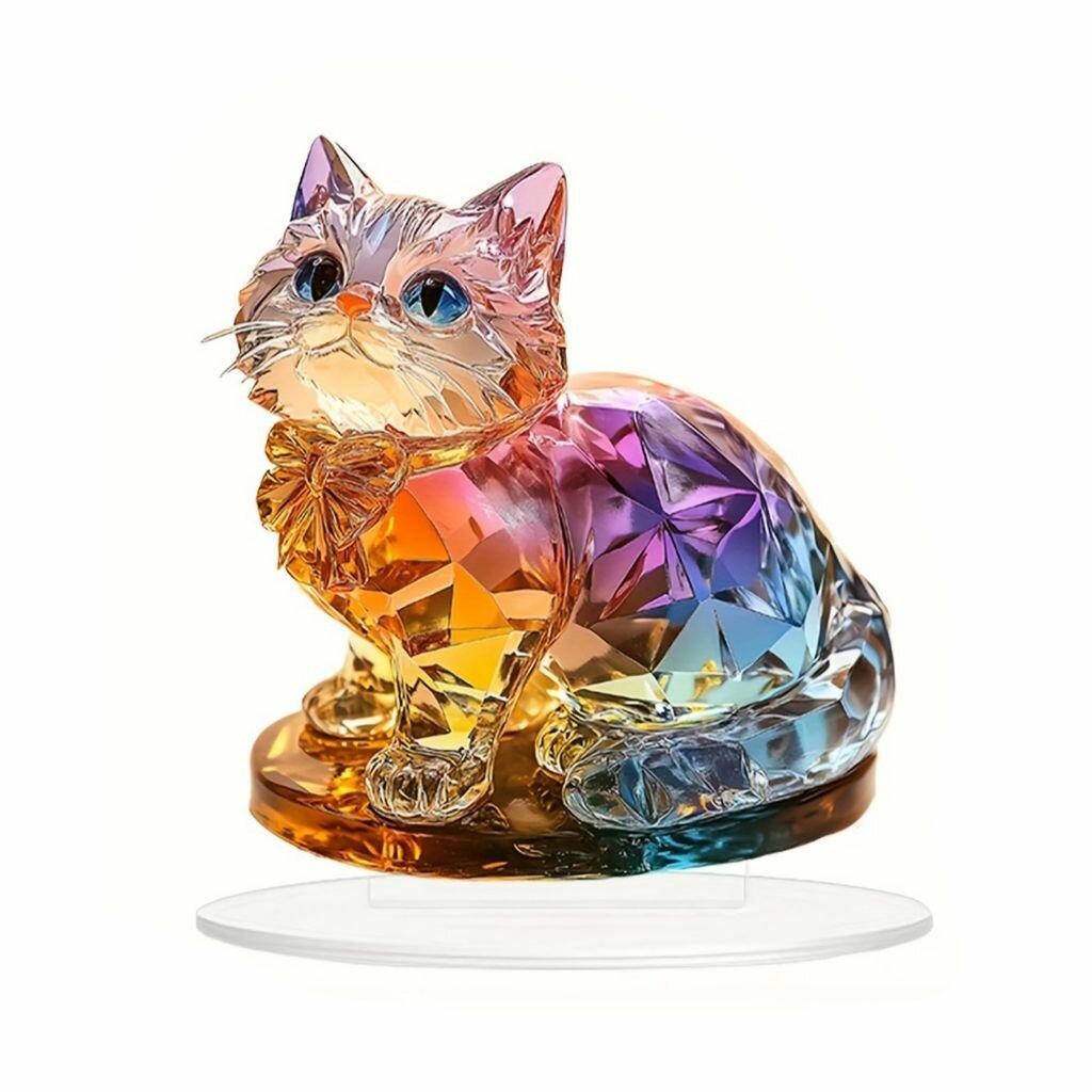 Двухмерная красочная фигурка животного, милого котенка, акриловый орнамент для книжных полок