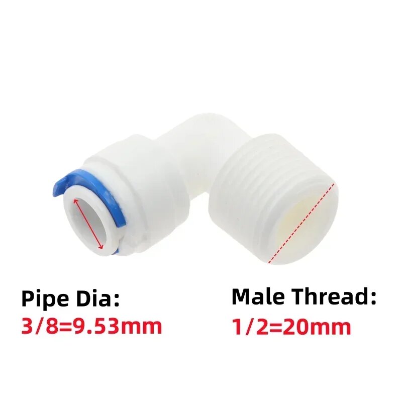 Аксессуары для аквариума RO, быстрый разъем, внешний диаметр 6,35 мм, 9,53 мм, шланг 1/8 1/4 3/8 1/2 3/4BSP, адаптер с наружной резьбой, колено, комбинированная трубка