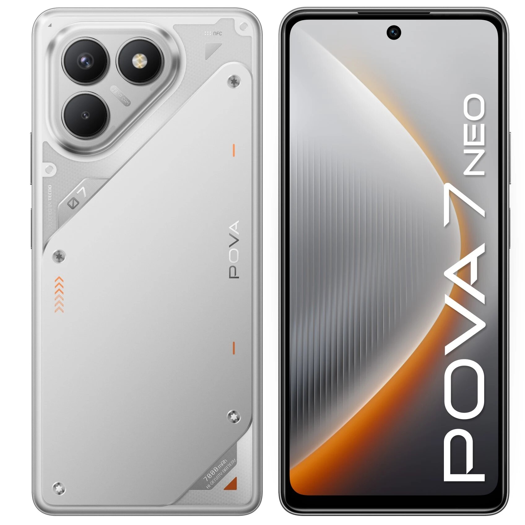 Смартфон Tecno Pova 7 Neo 8Gb/256Gb (серебристый) Ростест (EAC) 13 мес. гарантия