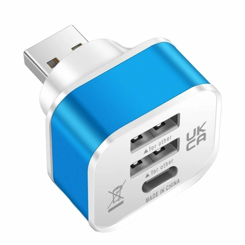 Мини USB-адаптер многофункциональный разветвитель для компьютера 1 мужской на 3 порта, Синий