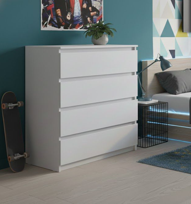 Комод для одежды с 4 ящиками 80*44*942 белый без ручек фабрика версаль