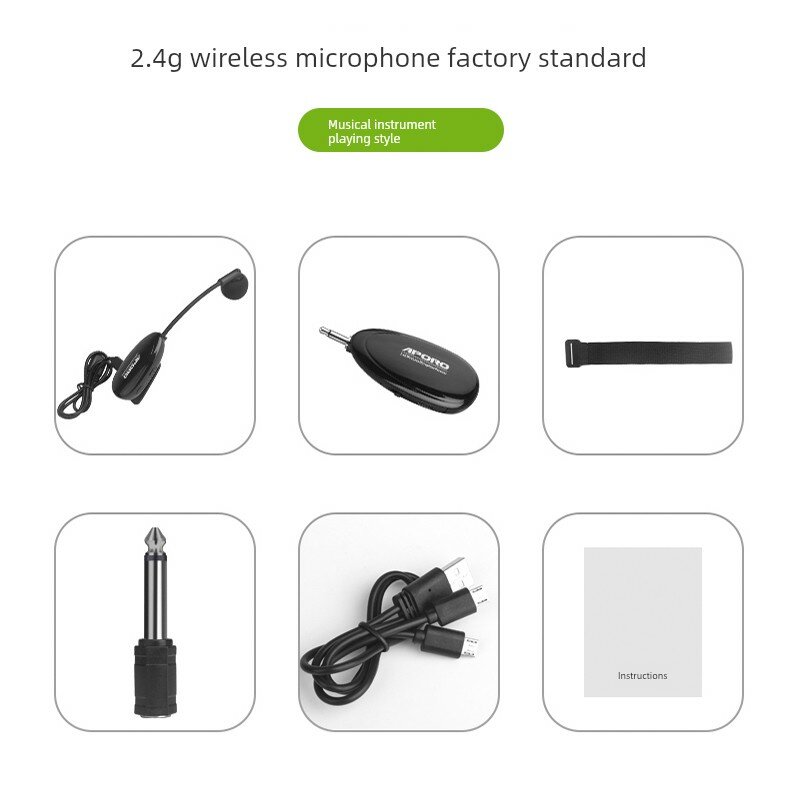 APORO 2.4G беспроводной микрофон для музыкальных выступлений, высококачественный звук, готов к выступлению на сцене