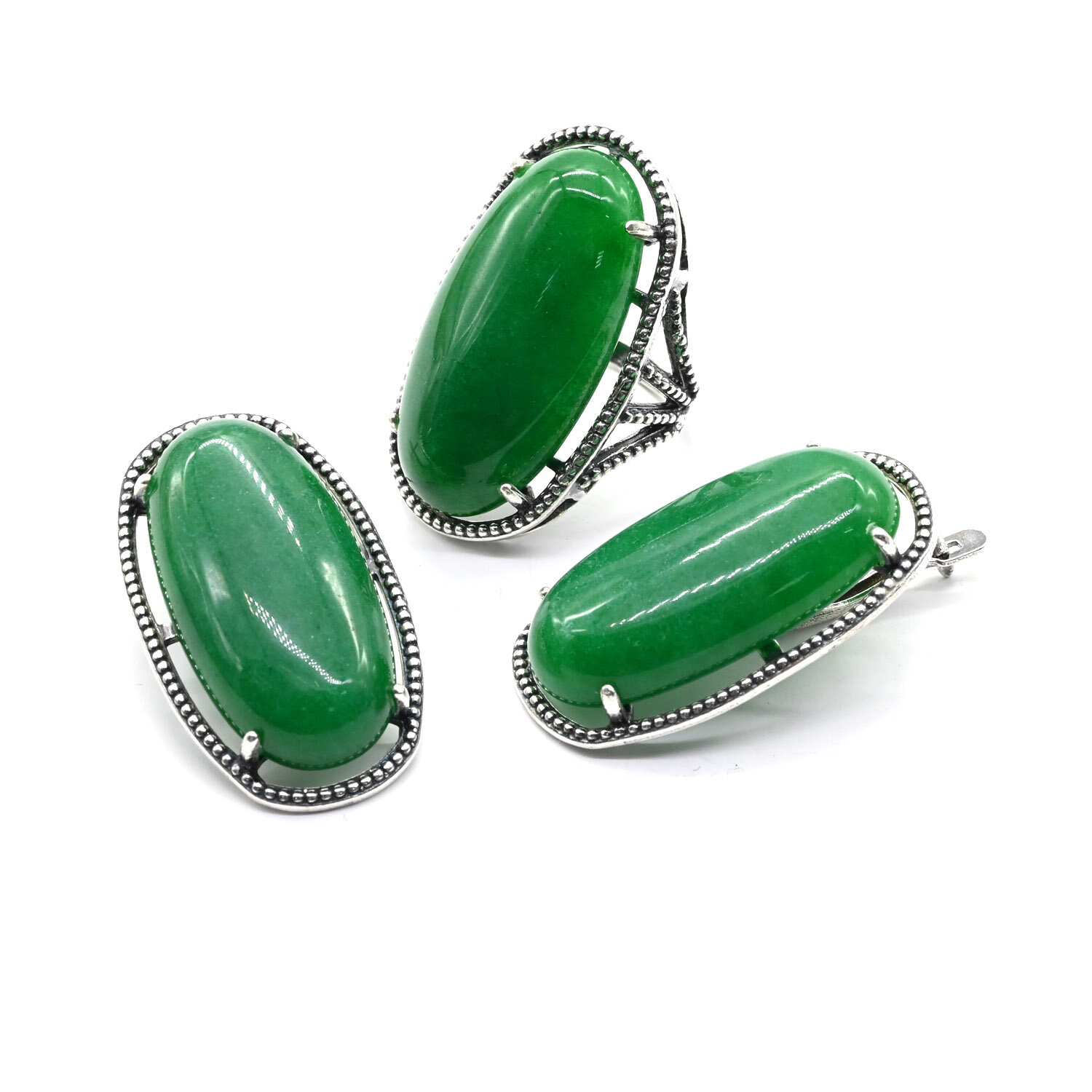 Серьги, хризопраз