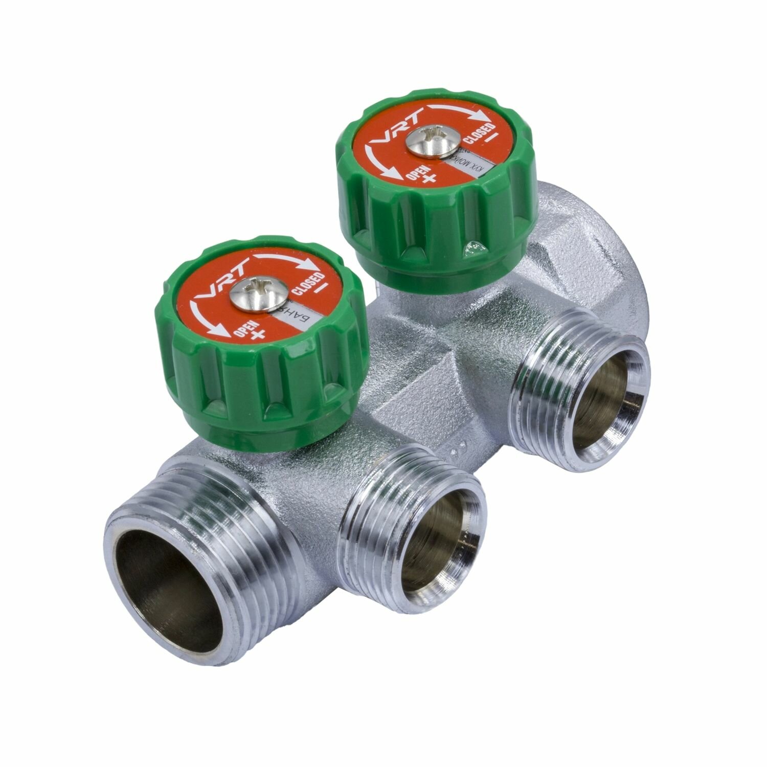 Коллектор 1'x3/4' (евроконус) с регулировочными вентилями для подачи водоснабжения (2 вых)