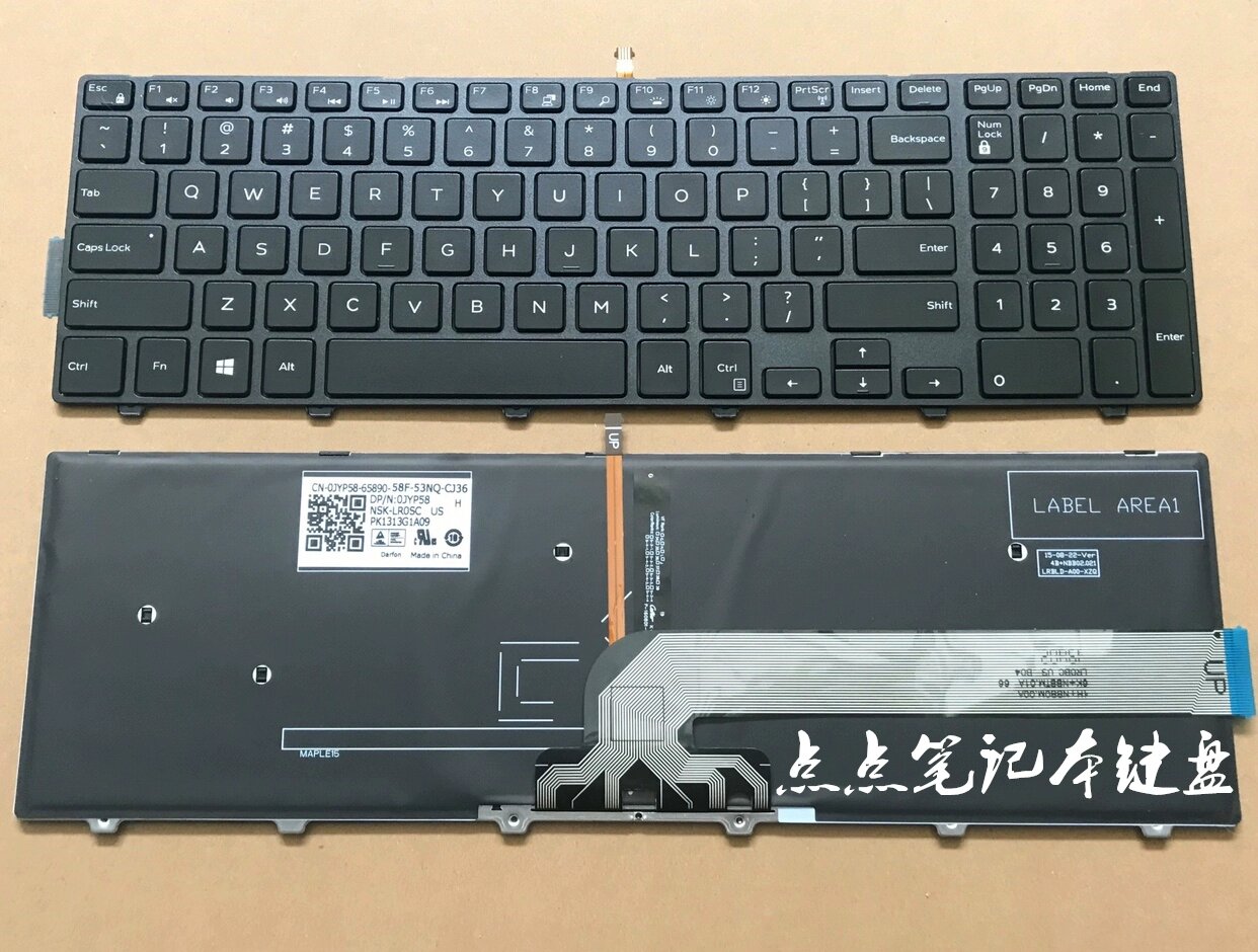 Клавиатура для ноутбука Dell Inspiron 15 3000/5000 - Белая надпись, Новая оригинальная, с подсветкой