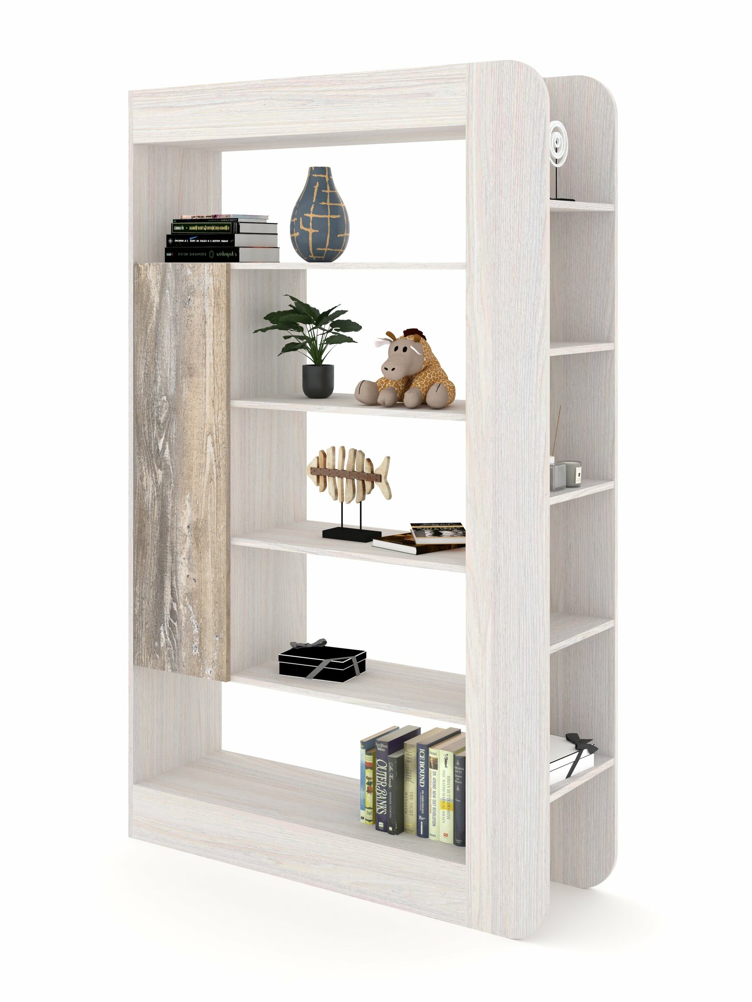 Есэндвич Альт Лаворо Стеллаж, перегородка для зонирования 120х190х35 см (Белый/Бетон пайн экзотик)