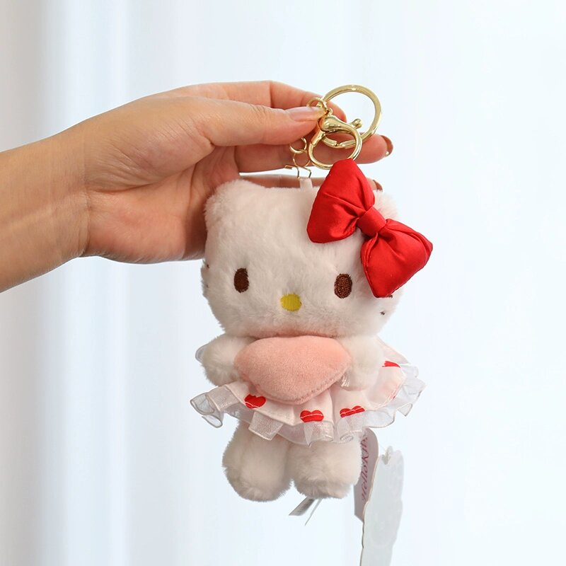 Маленький брелок-подвеска Hello Kitty, плюшевая игрушка-кошка, украшение для рюкзака для девочек Розовый объятие