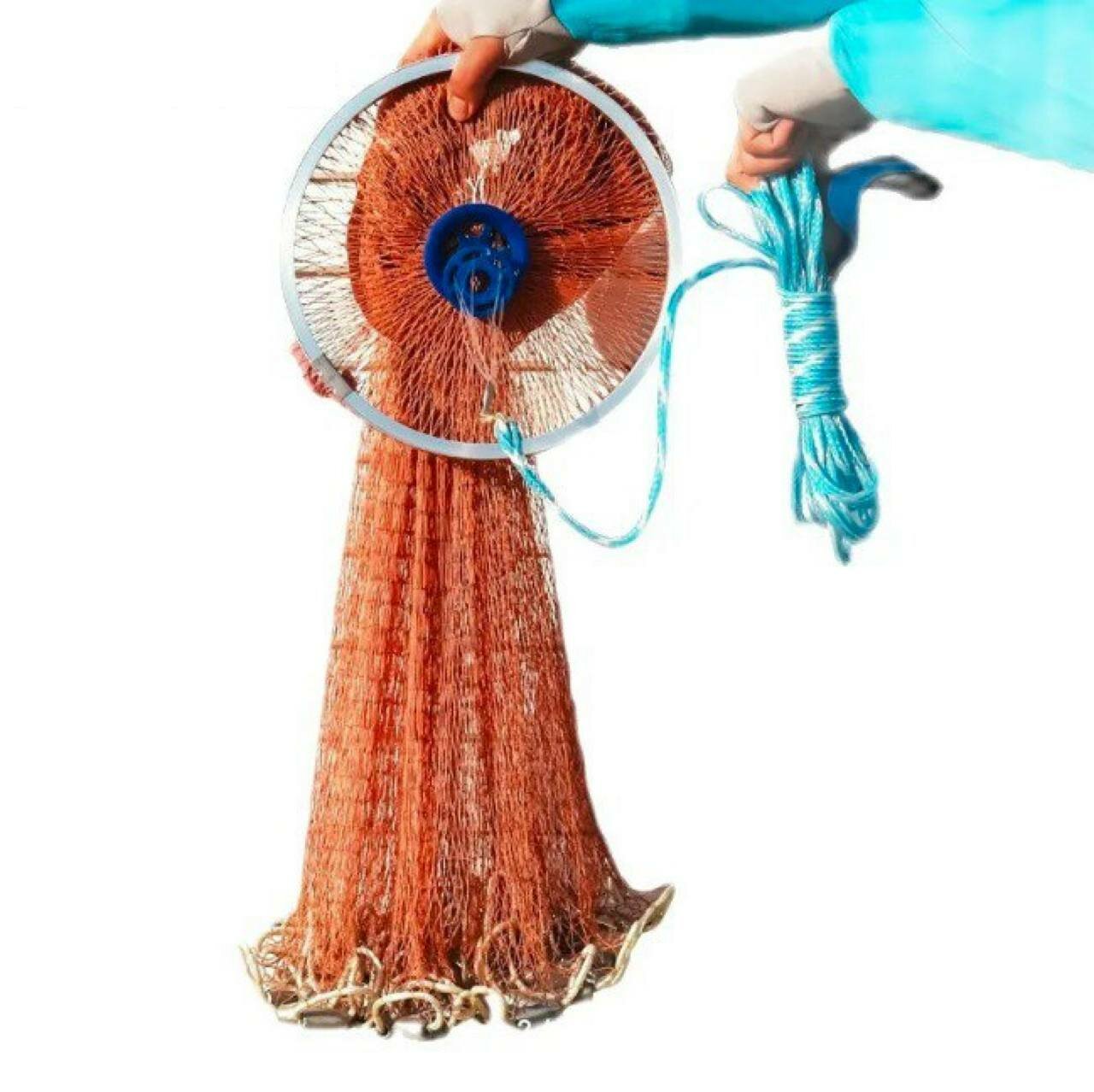 Кастинговая сеть с кольцом Американка. 4 метра фактический диаметр. Капрон с обработкой.