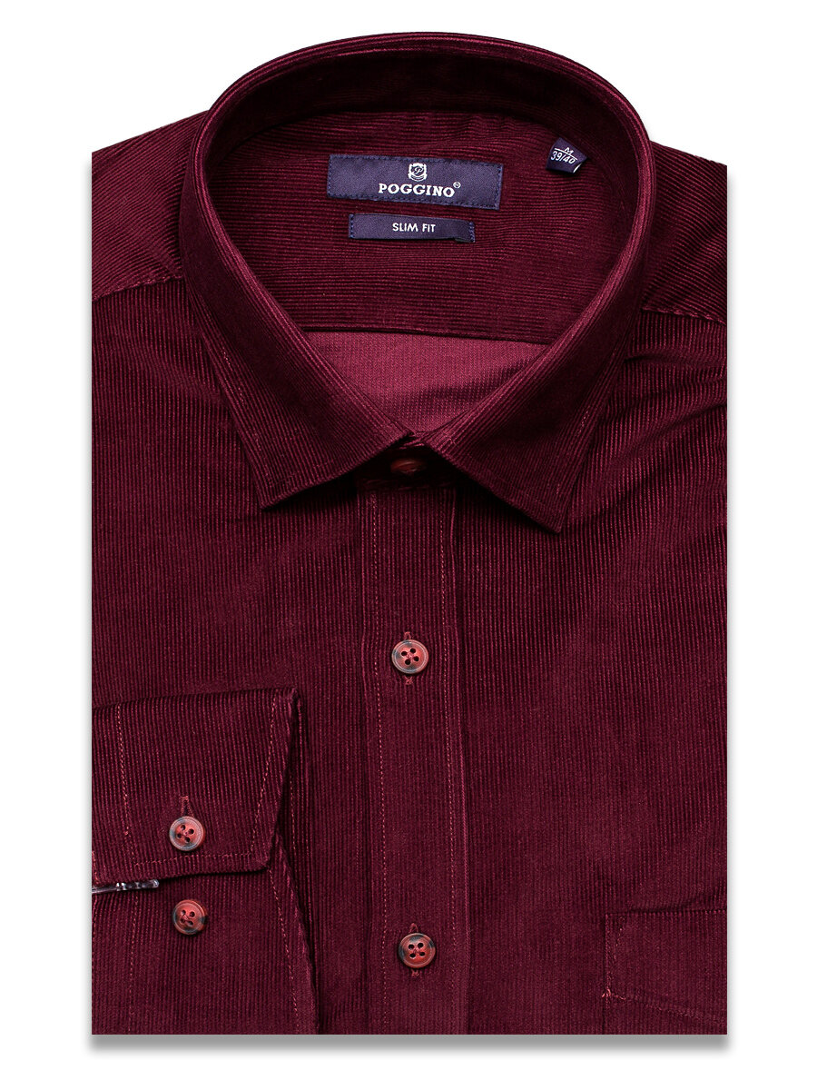 Рубашка вельветовая приталенная с длинным рукавом