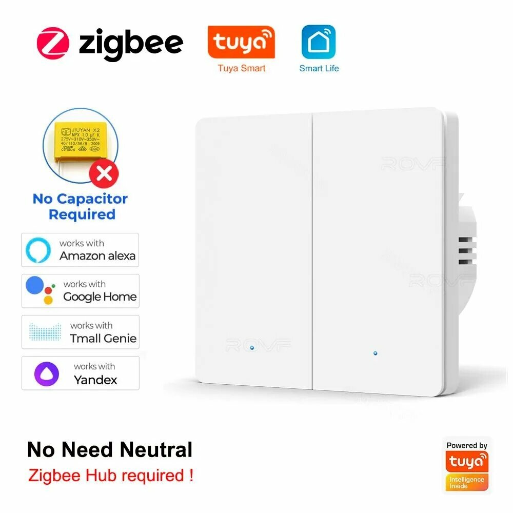 Умный Выключатели с Алисой, Zigbee 3.0, без нуля
